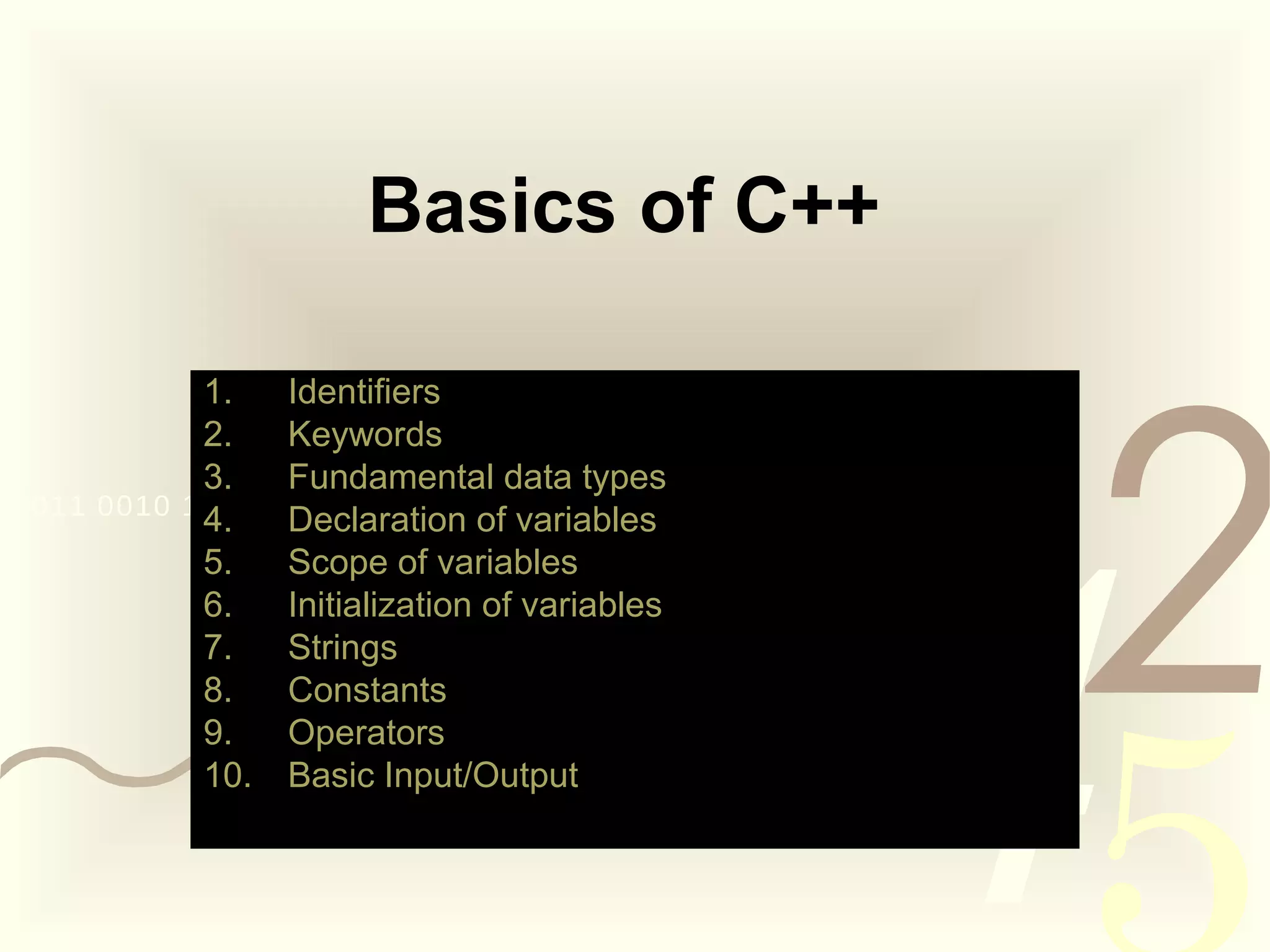 Basics of c++ | PPT