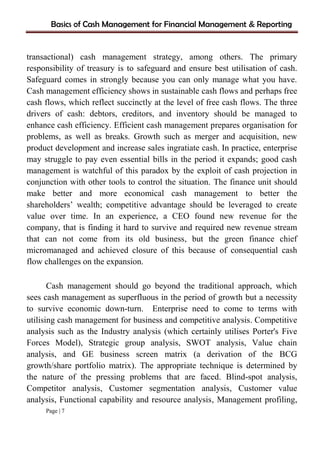 Basics of cash management for financial management & reporting | PDF