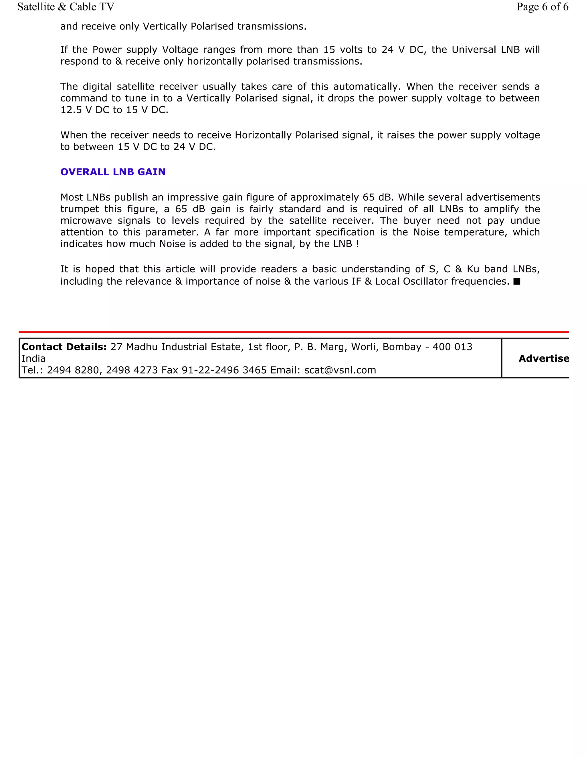 Basics of c ku and lnb | PDF