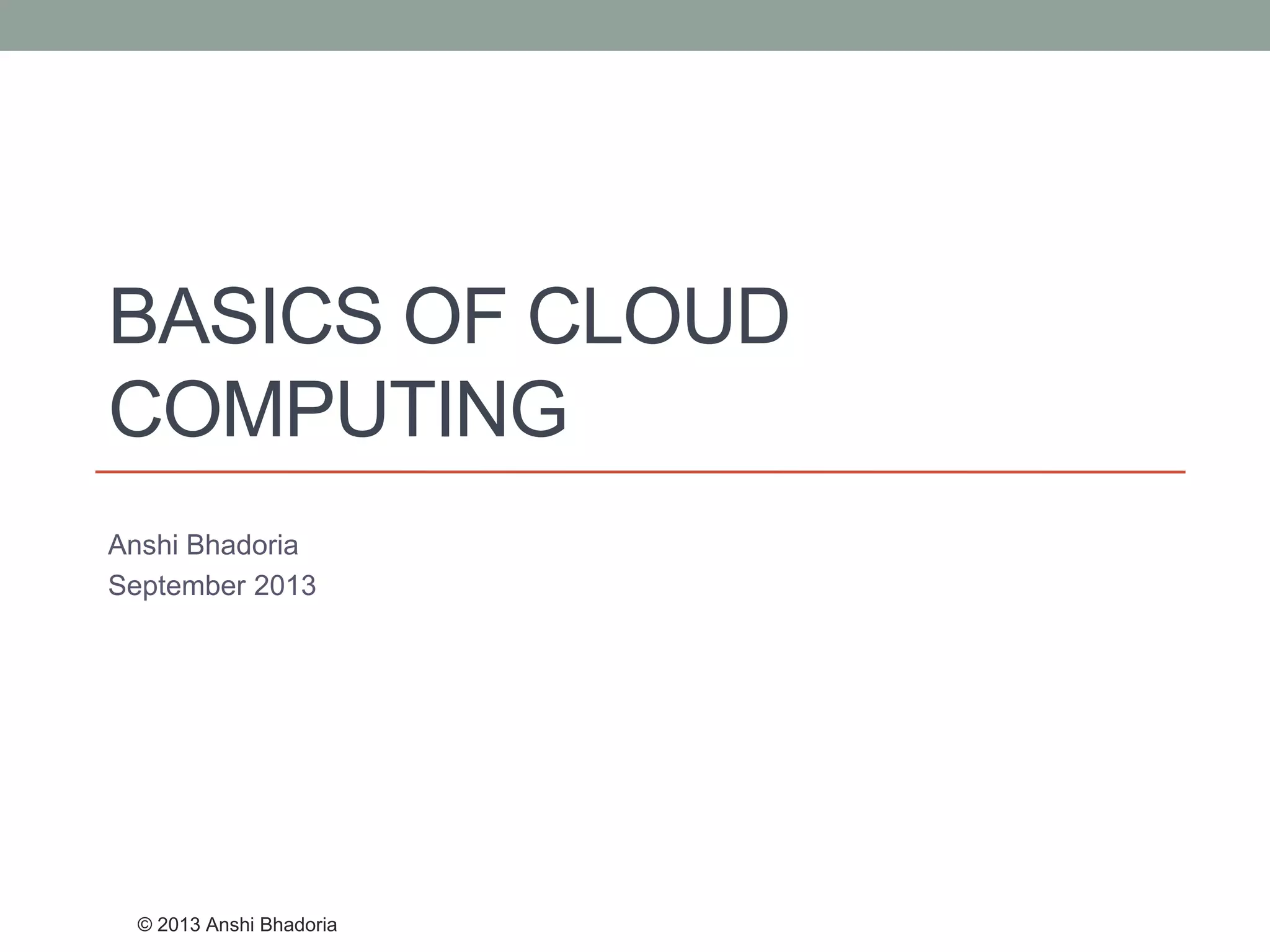Basics of Cloud Computing | PPT