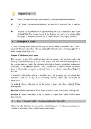 Basics of company accounts and issue of shares | PDF