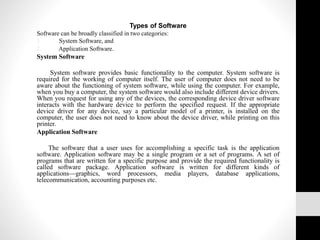 Basics of computer | PPTX | Operating Systems | Computer Software and ...