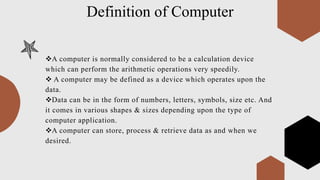 Computer Fundamentals and Basics of Computer | PPT