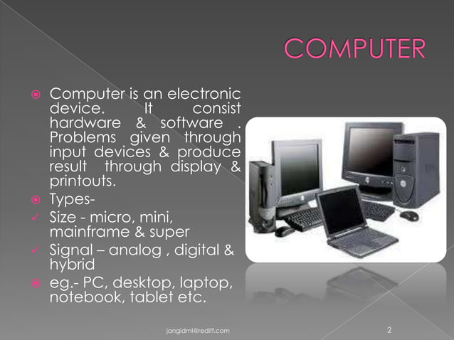 Basics of Computer Hardwares.. JANGID ML | PPTX