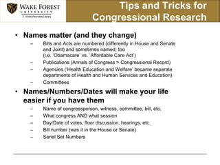 Climbing Capitol Hill: Basics of Congressional Research | PPTX