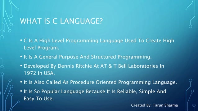 Introduction of c programming | PPTX | Programming Languages | Computing