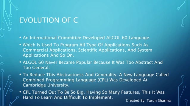 Introduction of c programming | PPTX | Programming Languages | Computing