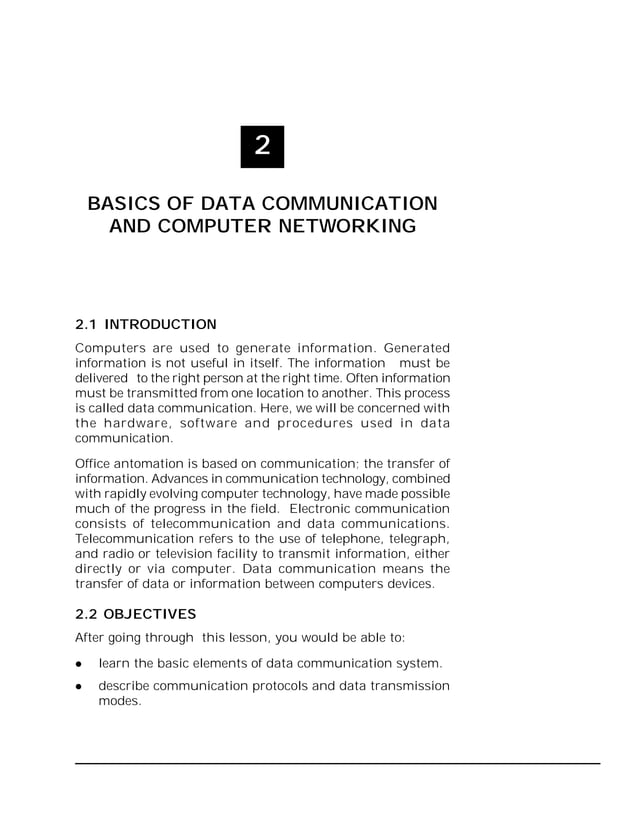 Basics Of Data Communication And Computer Networking 262 Kb Pdf 0206