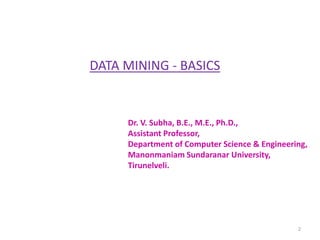 Basics of data mining | PDF