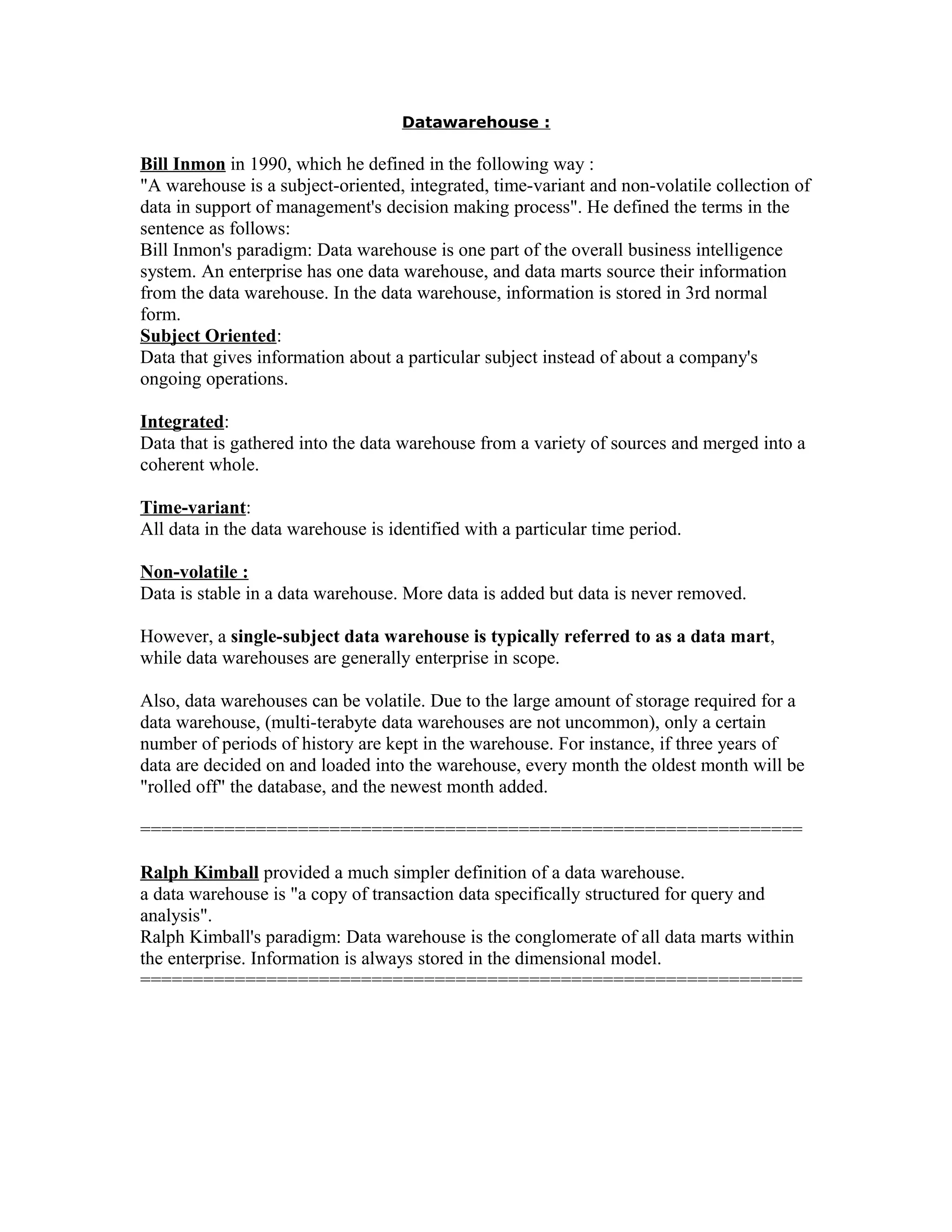 Basics+of+Datawarehousing | PDF