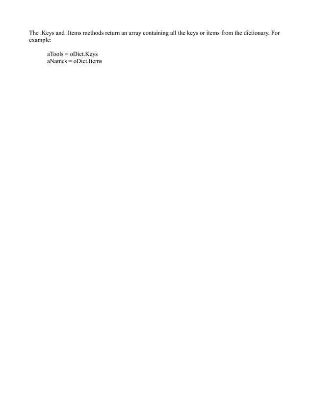 Basics of dictionary object | DOC