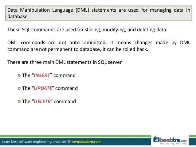 Basics Of Dml Queries