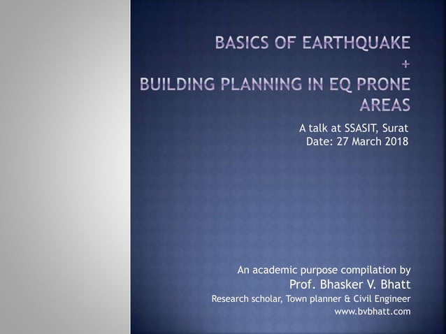 Basics of earthquake and building planning in EQ prone areas | PPT