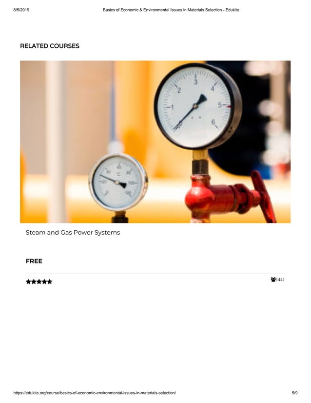Basics of Economic & Environmental Issues in Materials Selection ...