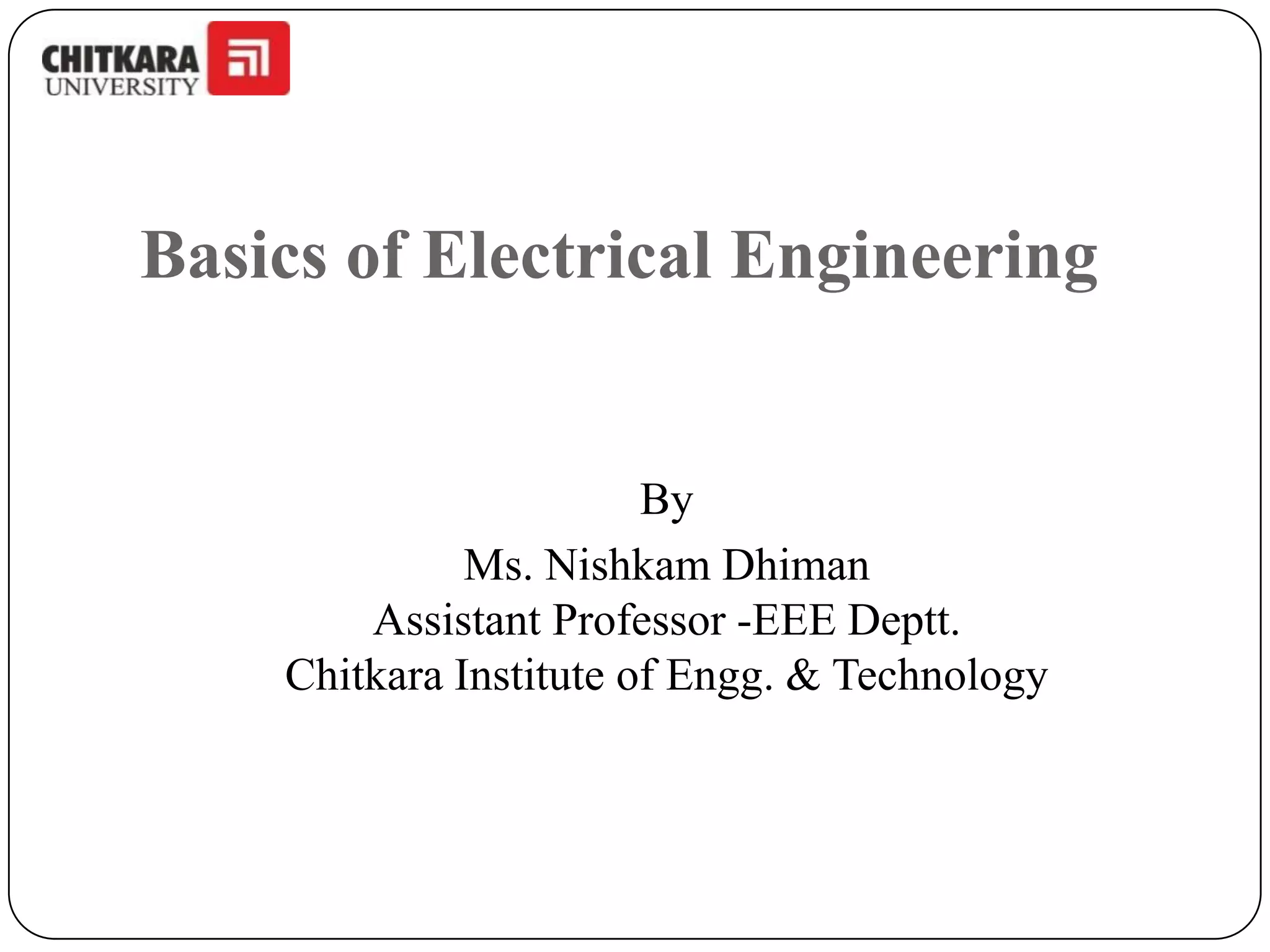 Basics of electrical engineering | PPTX