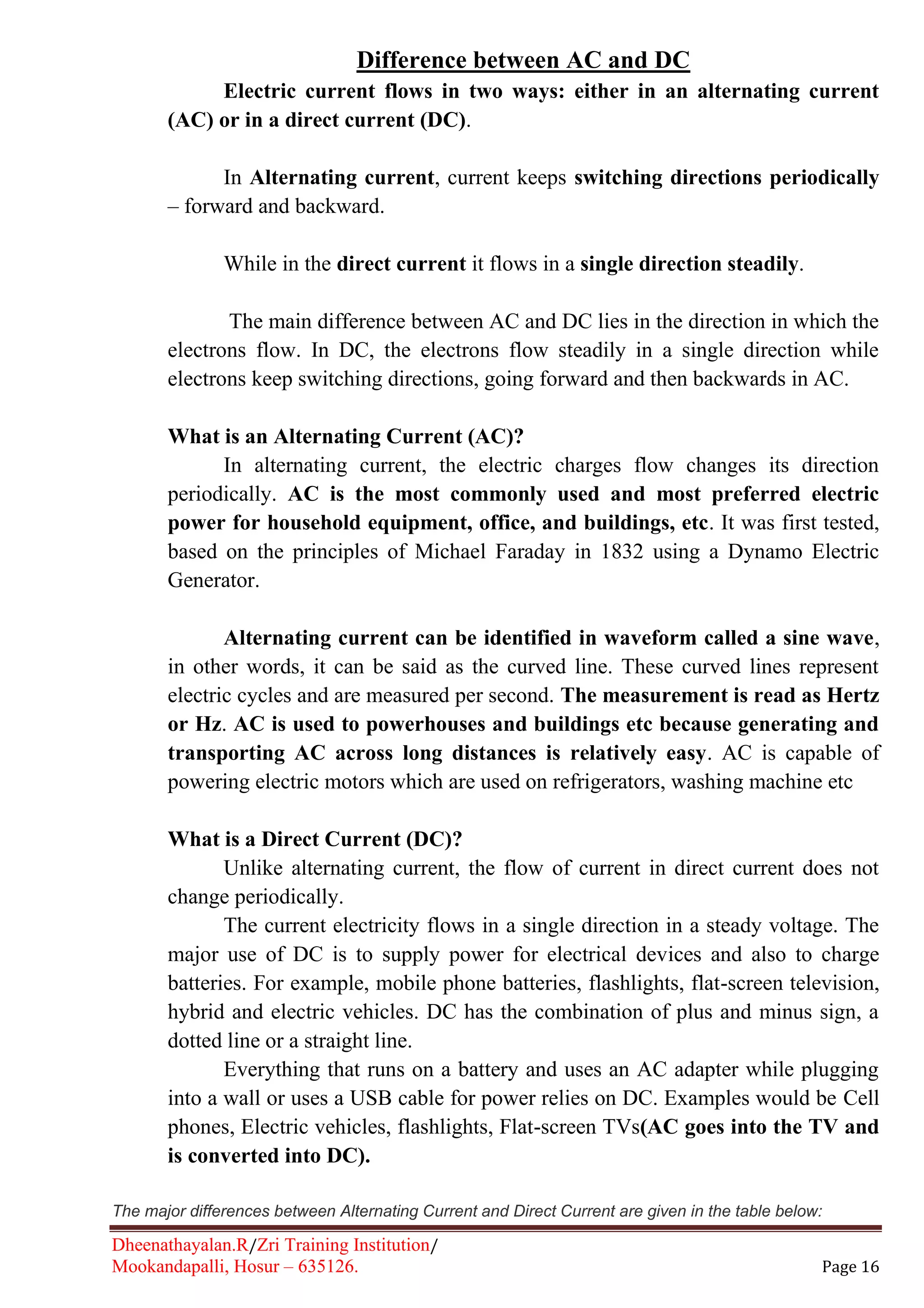 Basics of electricity,AC,DC . | PDF