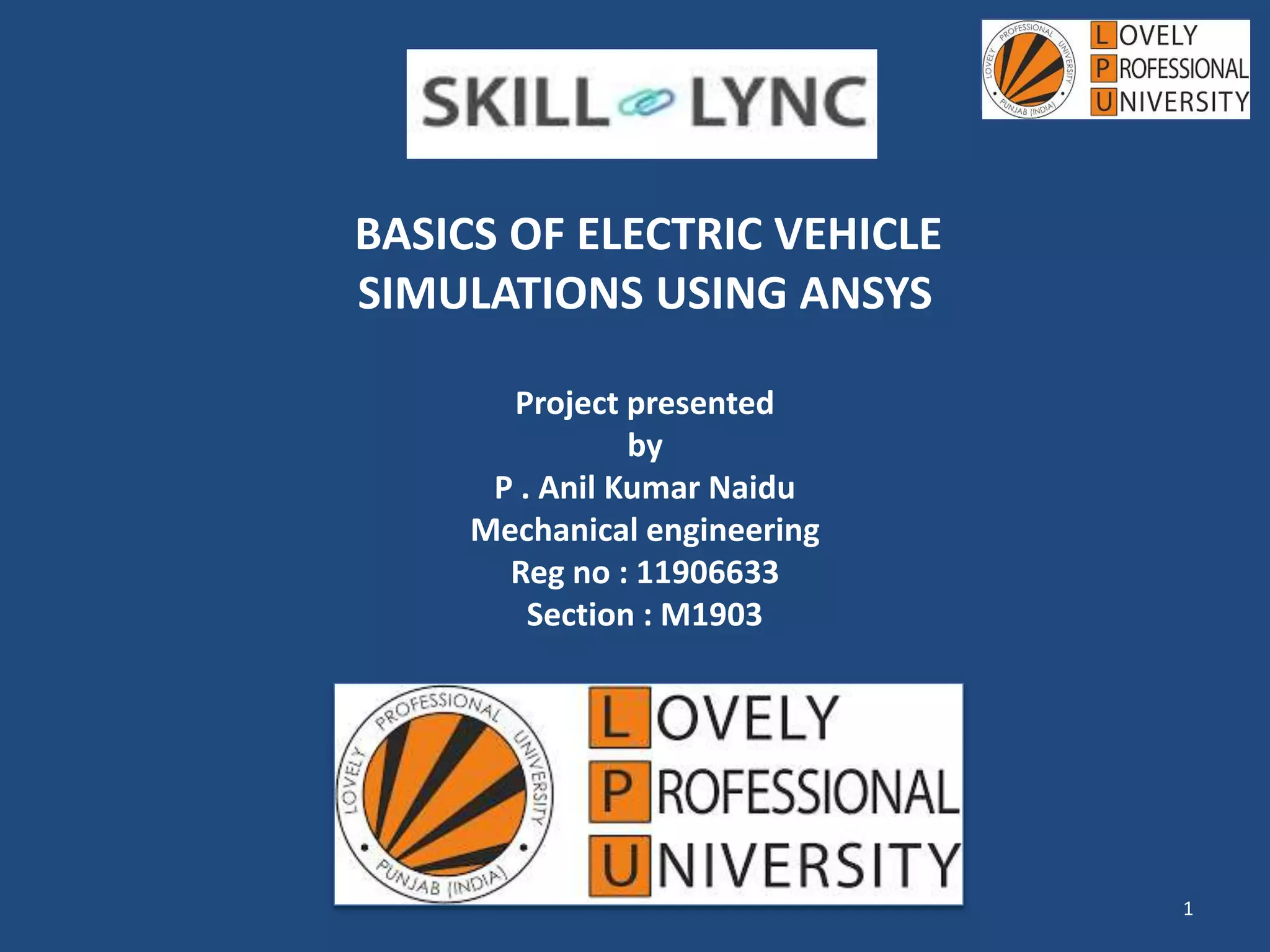 Basics of electric vehicle simulations using ansys | PPTX