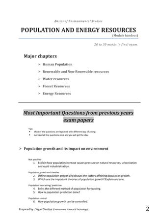 Population growth and Natural resources | PDF