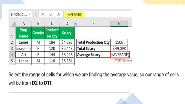 BASICS_OF_EXCEL and its formulas to calculate Examples. | PPT