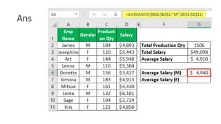BASICS_OF_EXCEL and its formulas to calculate Examples. | PPT