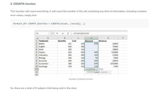 BASICS_OF_EXCEL and its formulas to calculate Examples. | PPT