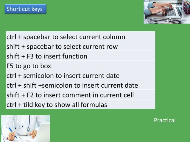 Basics of excel for medical profession | PPTX