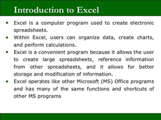 Basics of excel for medical profession | PPTX