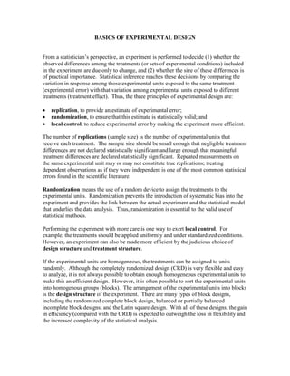 Basics of experimental design | PDF