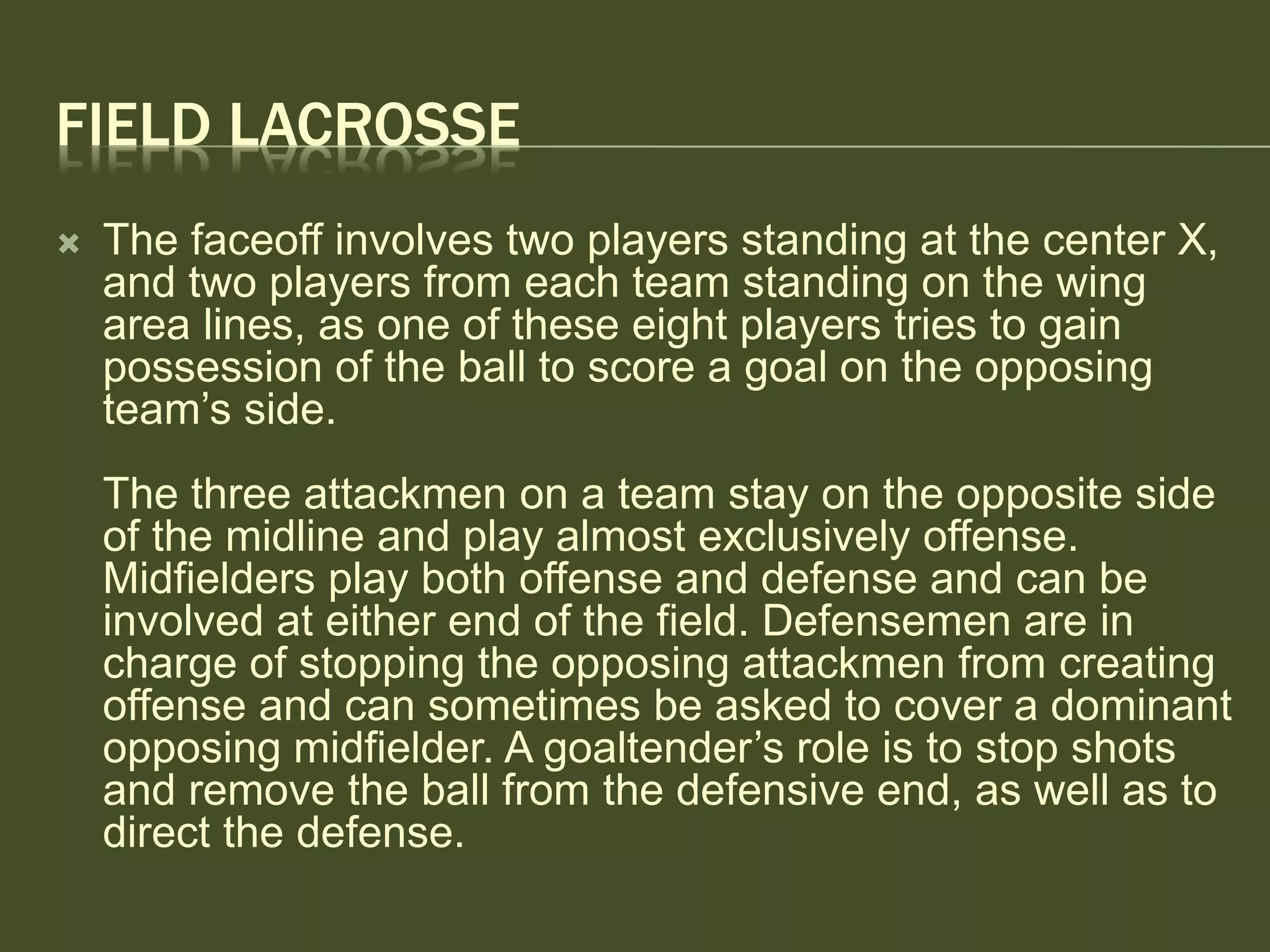 Basics of Field Lacrosse | PPTX