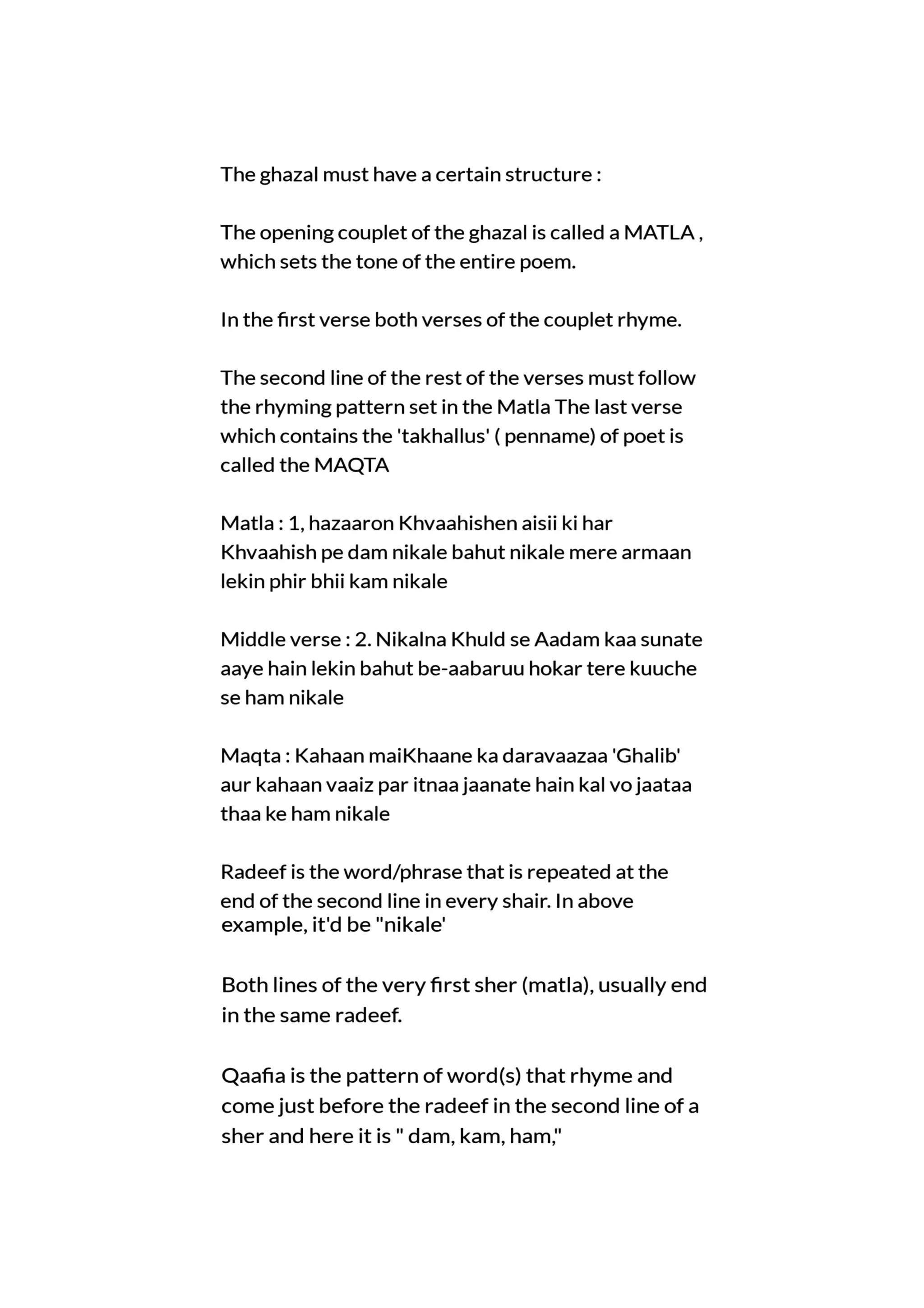 Basics of ghazl nazm | PDF