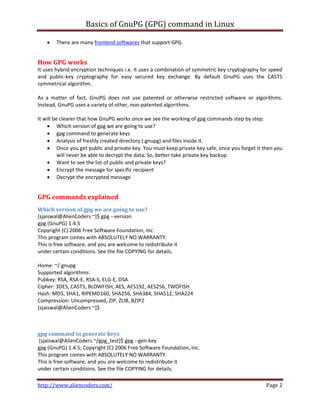 Basics of GnuPG (gpg) command in linux | PDF