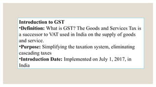 Basics of (Goods and Service Tax) or GST | PPTX