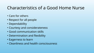 Basics of Home Care Nursing Technology and livelihood Education | PPTX