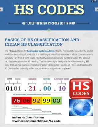 Basics of hs classification and indian hs classification | PDF