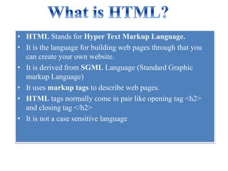 Basics of HTML 5 for Beginners | PPTX
