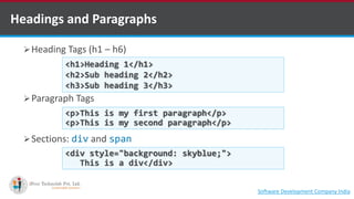 Basics of html for web development by software outsourcing company ...