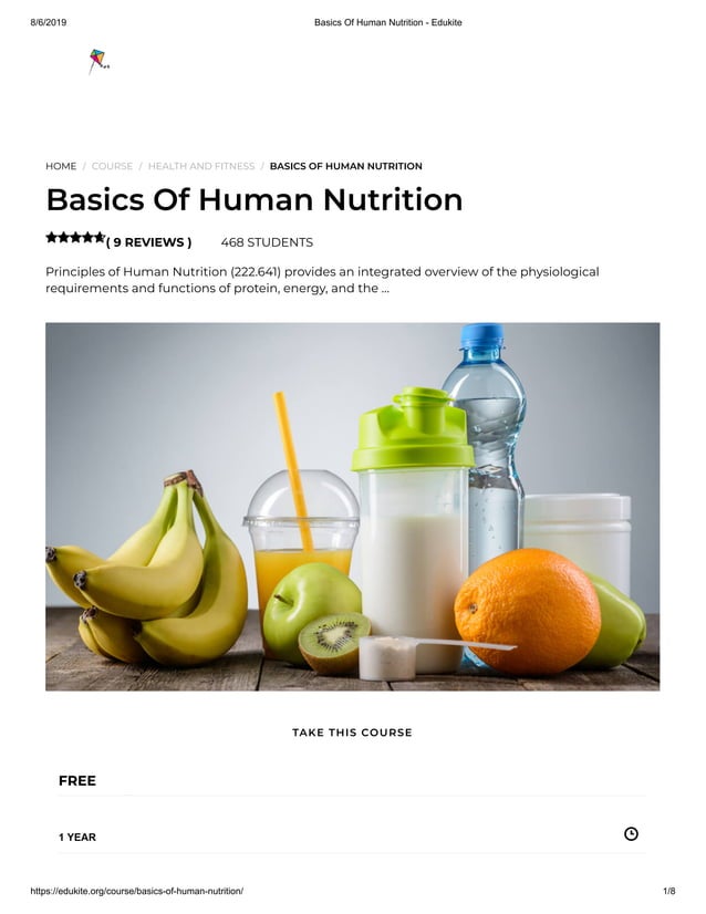 Basics of human nutrition - edukite | PDF