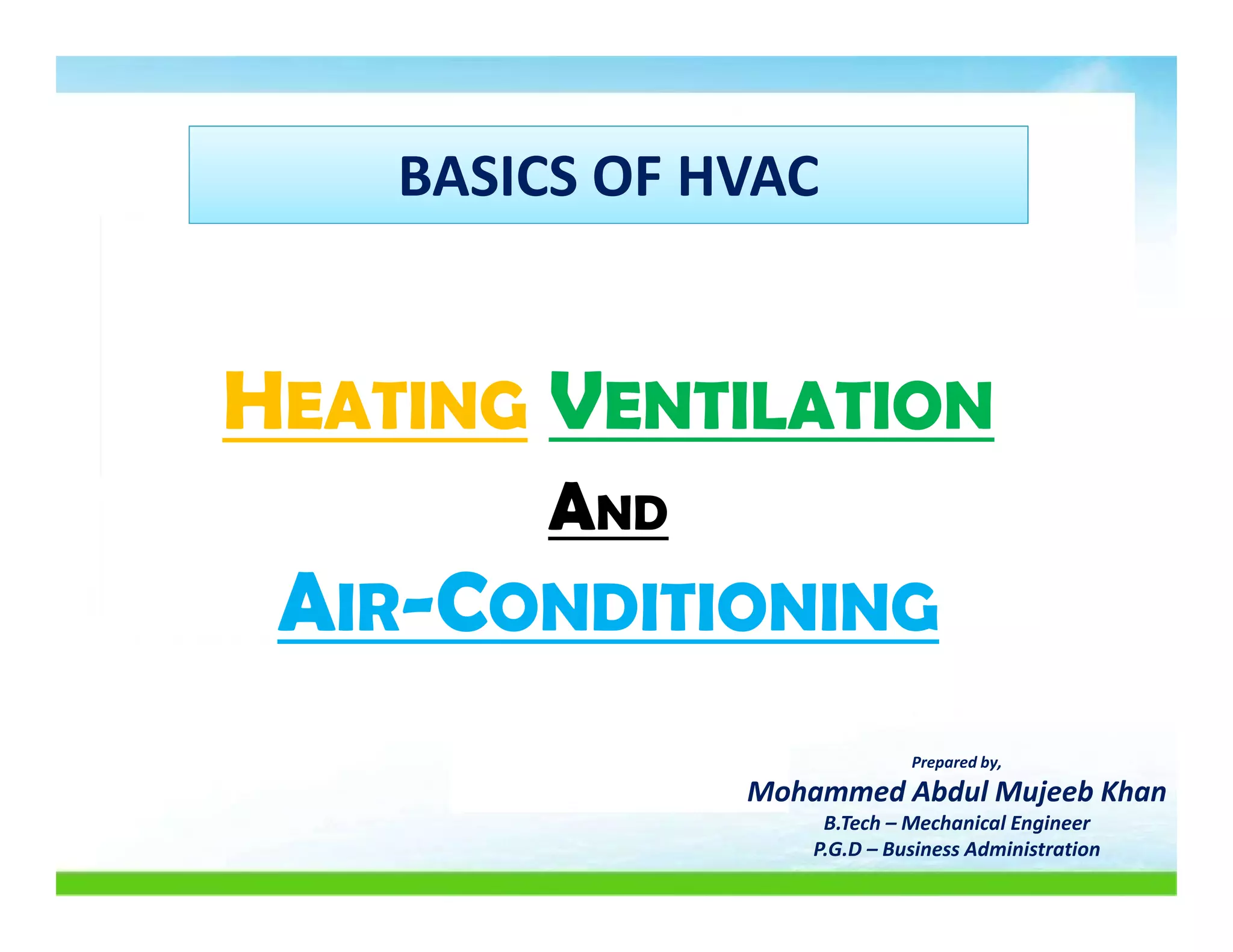 Basics of HVAC - Part 1 (Heating Ventilation Air Conditioning) | PDF