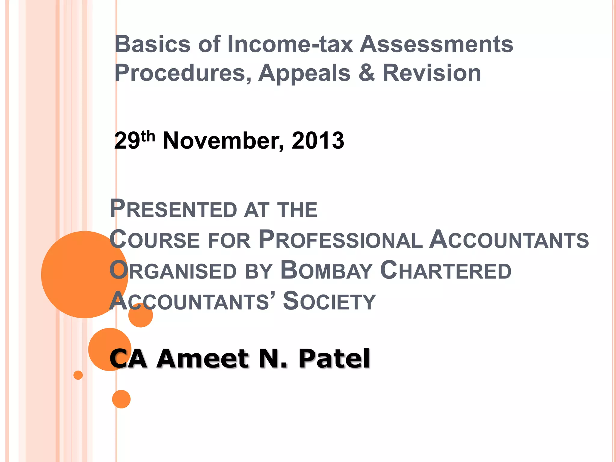 Basics of income tax assessments and appeals | PDF