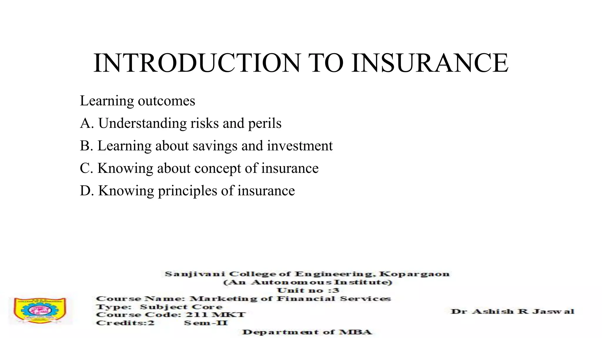 Basics of Insurance | PPTX