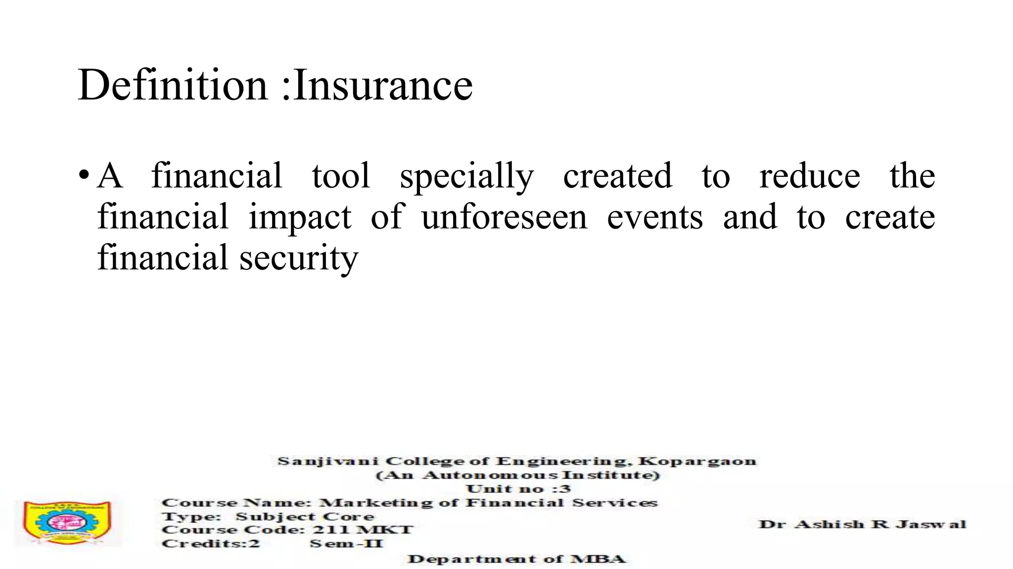 Basics of Insurance | PPTX