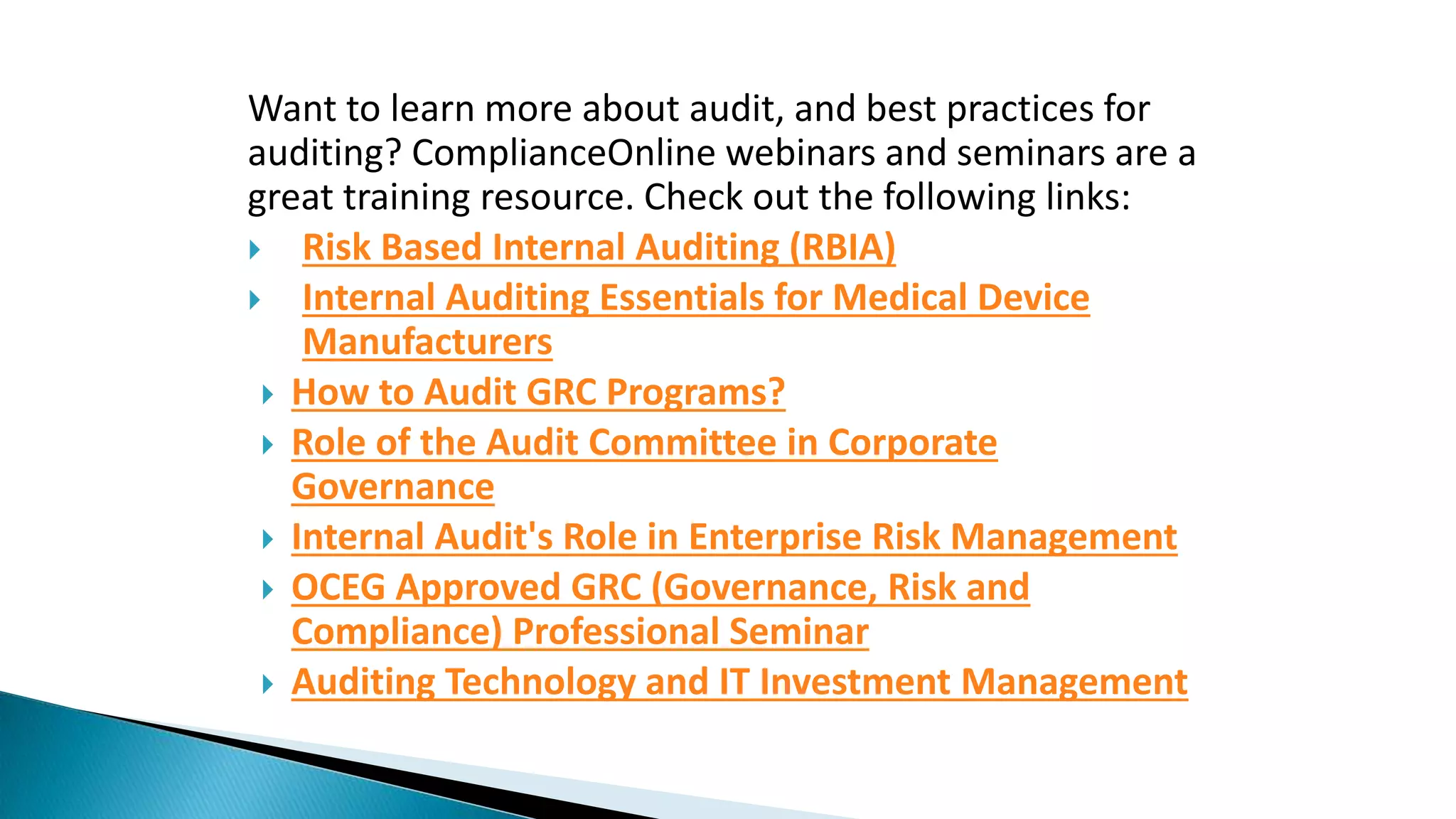Basics of internal audit | PPTX