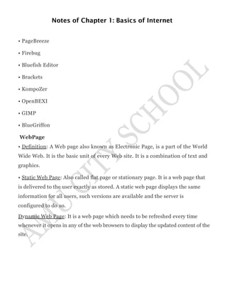 BASICS OF INTERNET and fundamentals of computer | PDF