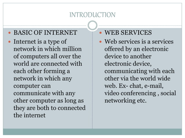 Basics of internet and web services | PPTX