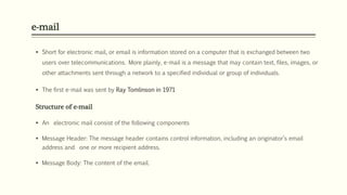 Basics of internet, intranet, e mail, | PPTX | Computer Networking ...