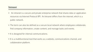 Basics of internet, intranet, e mail, | PPTX | Computer Networking ...
