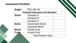 Basics of Investment Module 4 for Financial Literacy | PPTX