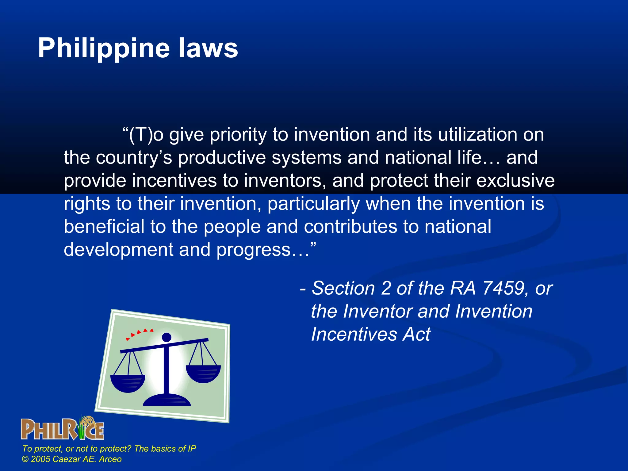 Basics of Intellectual Property (IP) by Caezar AE Arceo | PPT