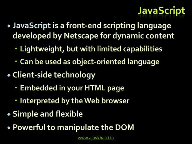 Basics of Java Script (JS) | PPTX | Web Development | Internet