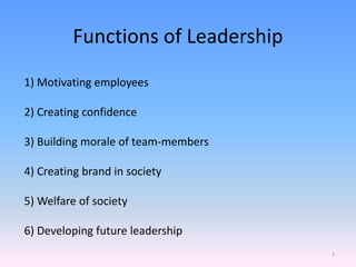 Basics of Leadership by Dr. Avinash Joshi. | PPTX